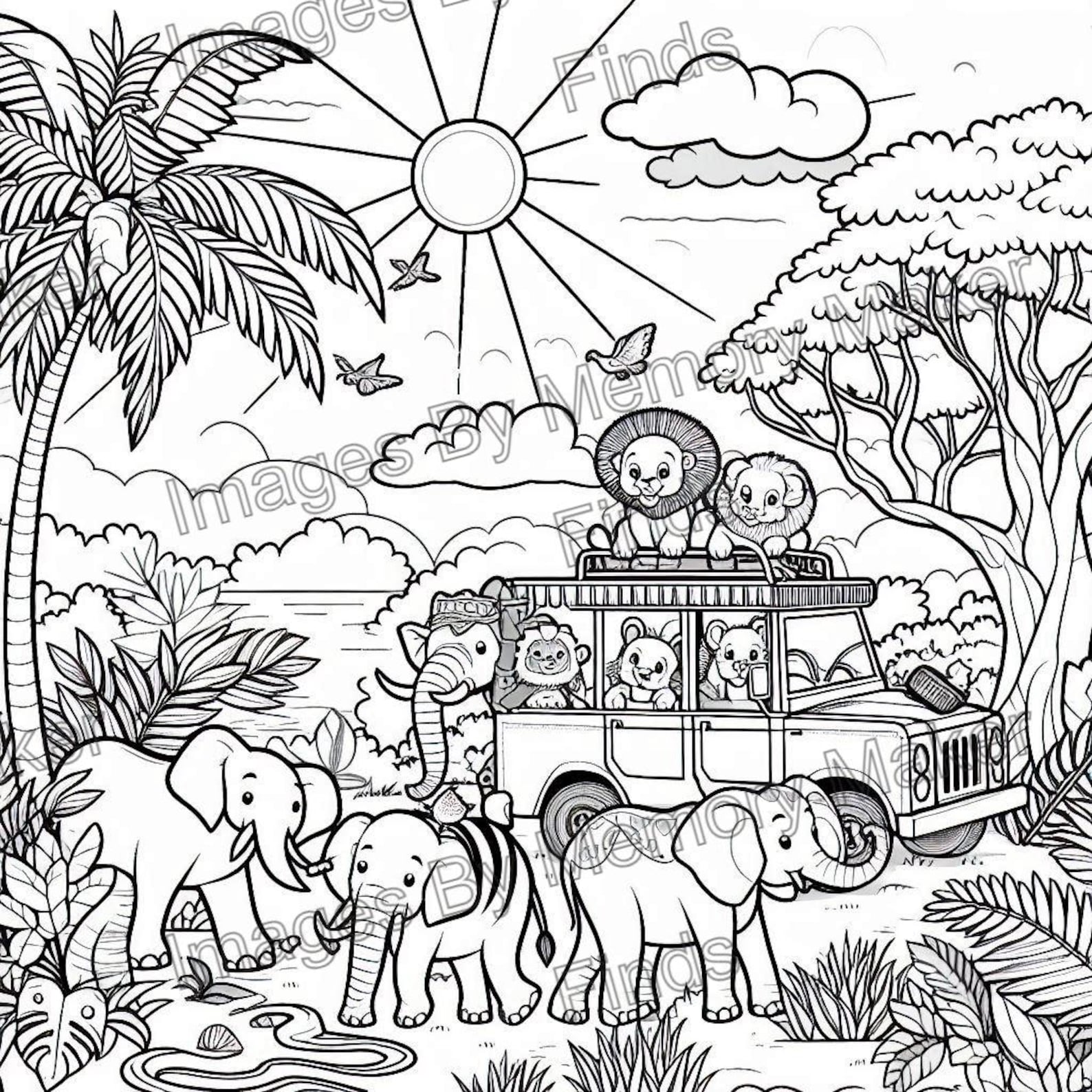 Wild Safari and Jungle Adventure Coloring Bundle – Digital Download for ...