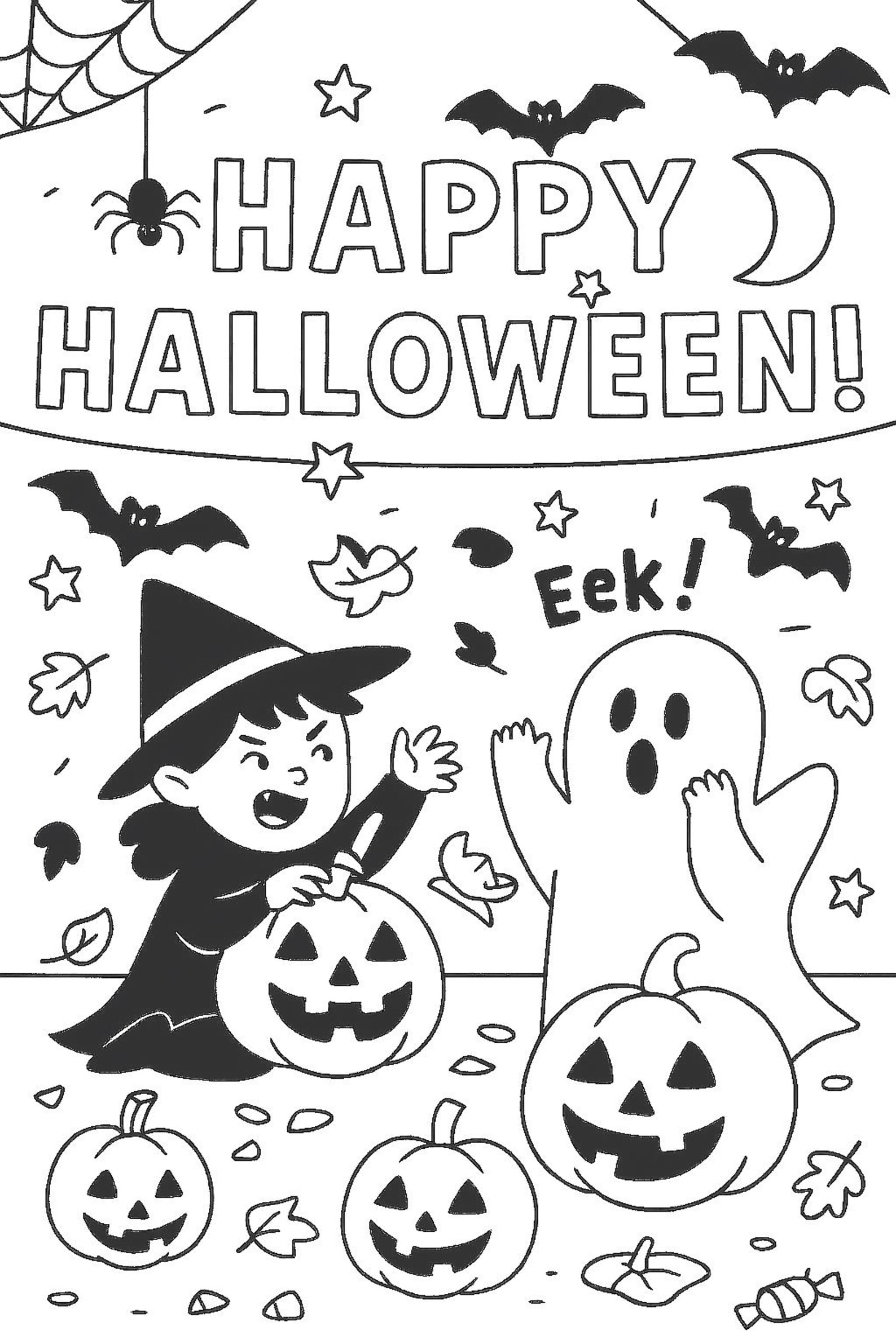 Kids Halloween Coloring Pages Bundle | Printable Spooky Cute Activity ...