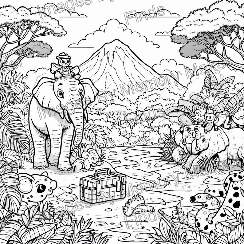 Wild Safari and Jungle Adventure Coloring Bundle – Digital Download for ...