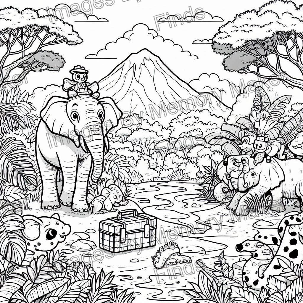 Wild Safari and Jungle Adventure Coloring Bundle – Digital Download for ...