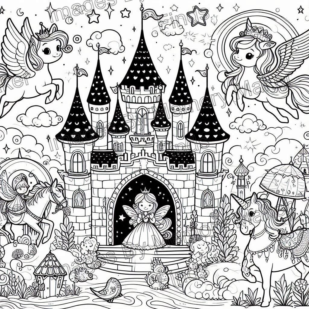 Fairy Tale Coloring Pages | Digital Download for Kids | Princess ...