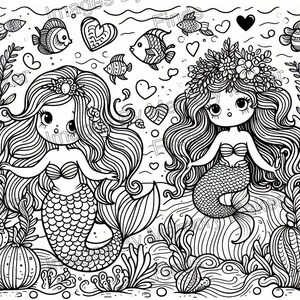 Mermaid Coloring Pages | Printable Ocean Fantasy Art | Digital Download ...
