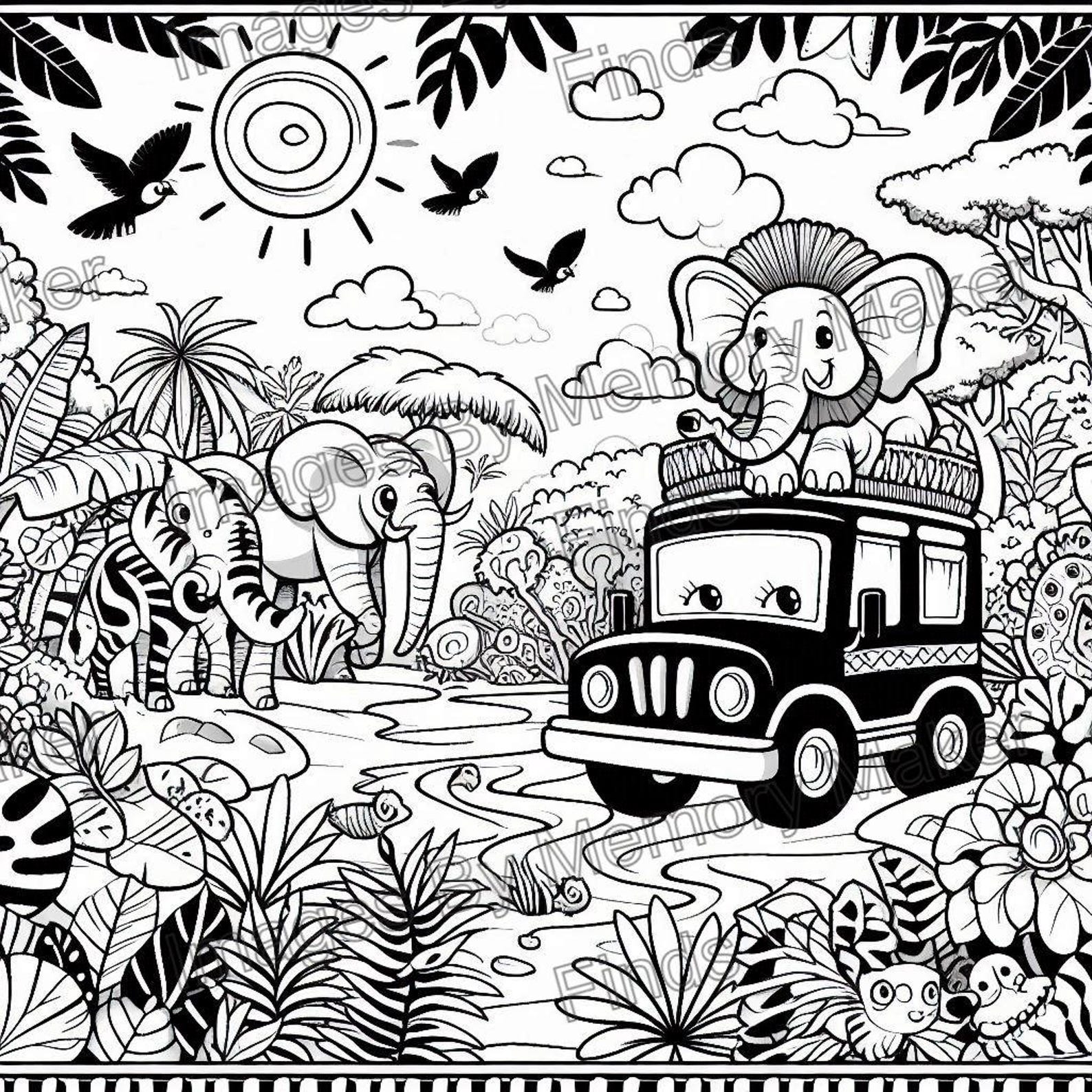 Wild Safari and Jungle Adventure Coloring Bundle – Digital Download for ...
