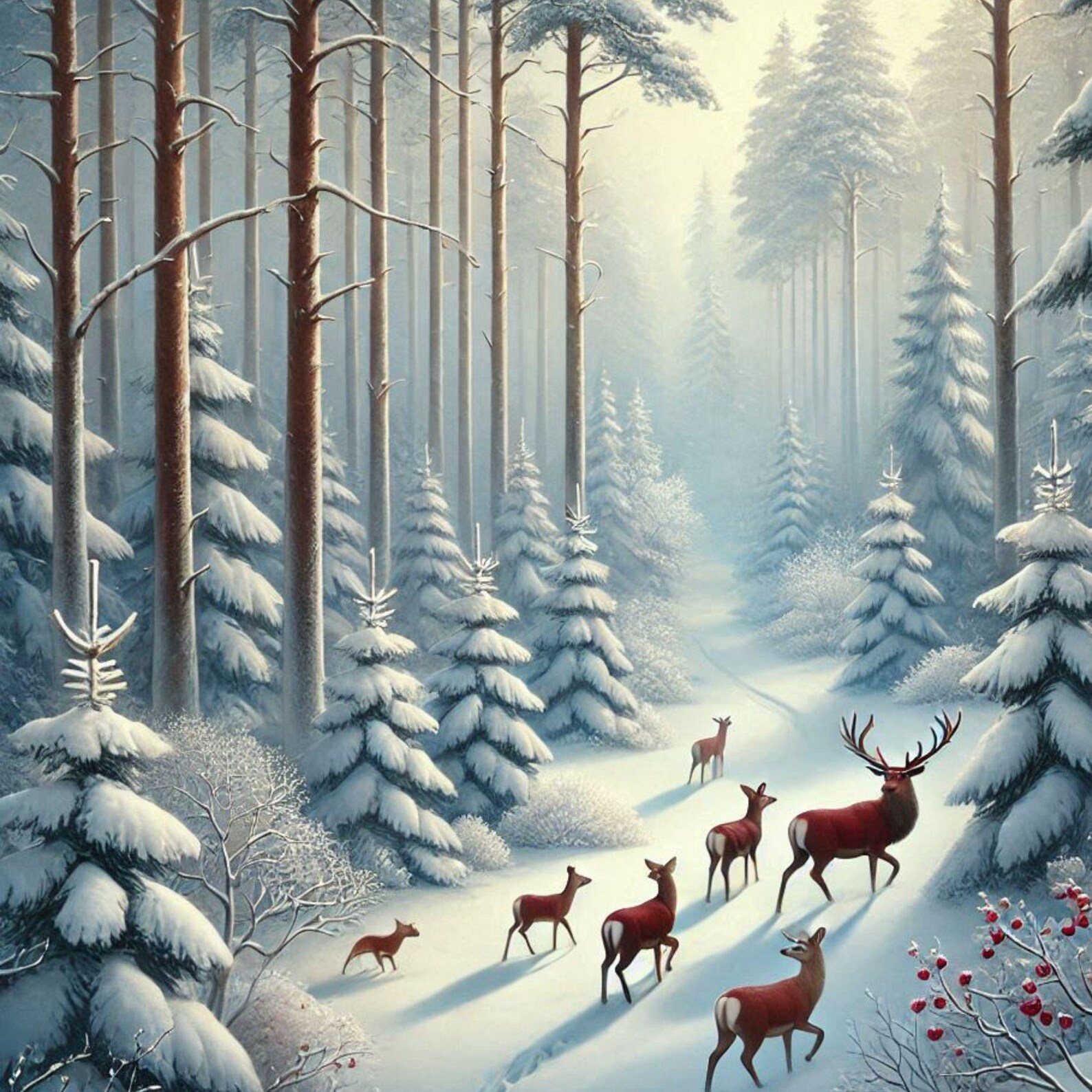 Christmas Winter Wonderland Art Printable | Holiday Wall Art | Reindeer ...