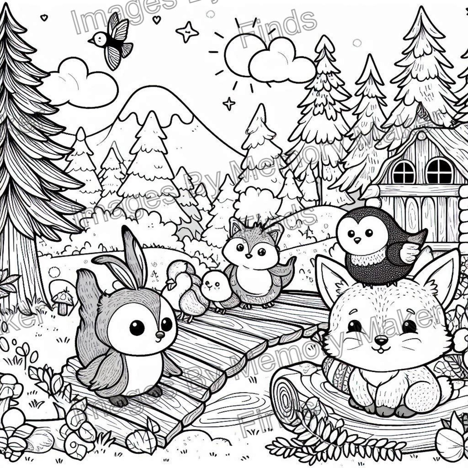 Woodland Animals Coloring Pages | Kids' Activity Bundle (digital ...