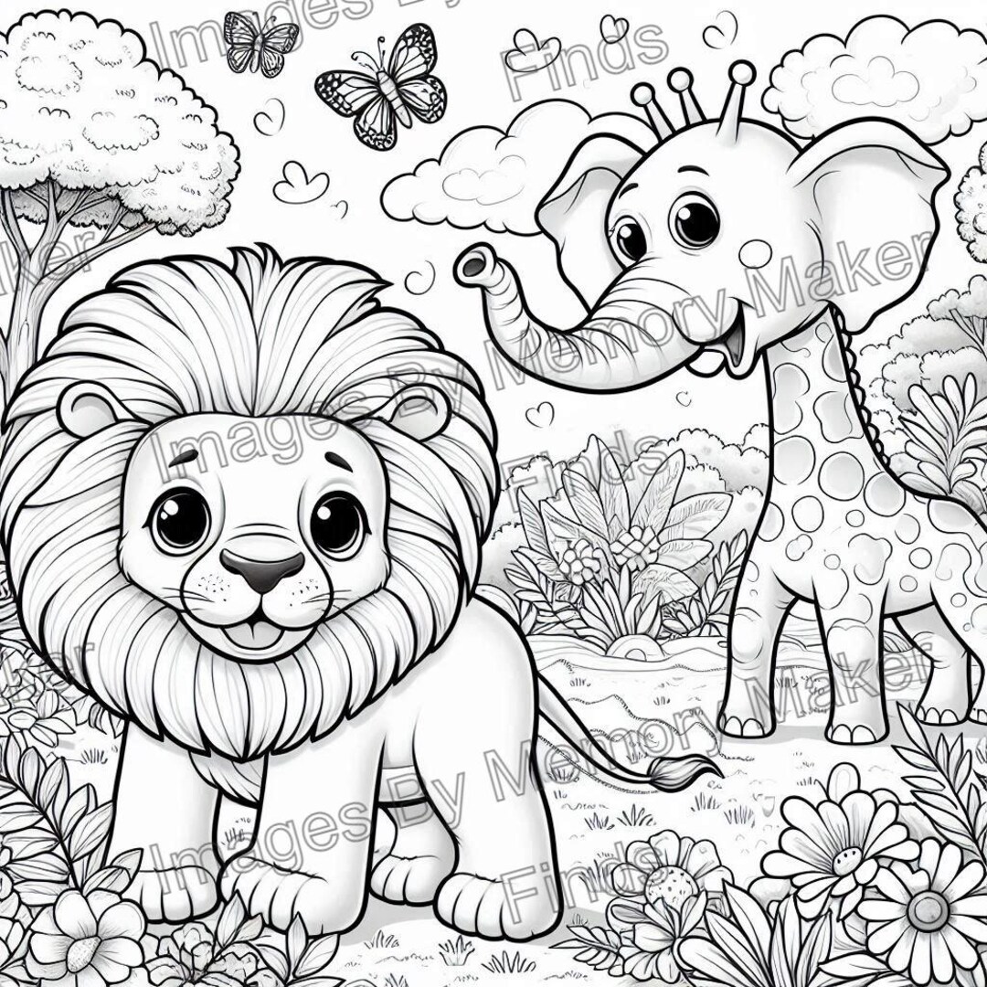 Wild Animal Coloring Pages for Kids | Printable Activity (digital ...