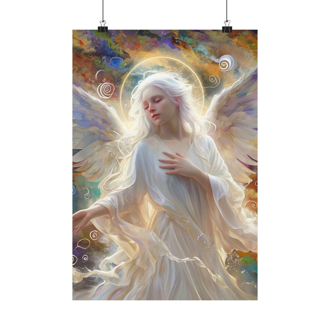 Ethereal Angel Art Print – Celestial Grace, Mystical Wall Decor ...