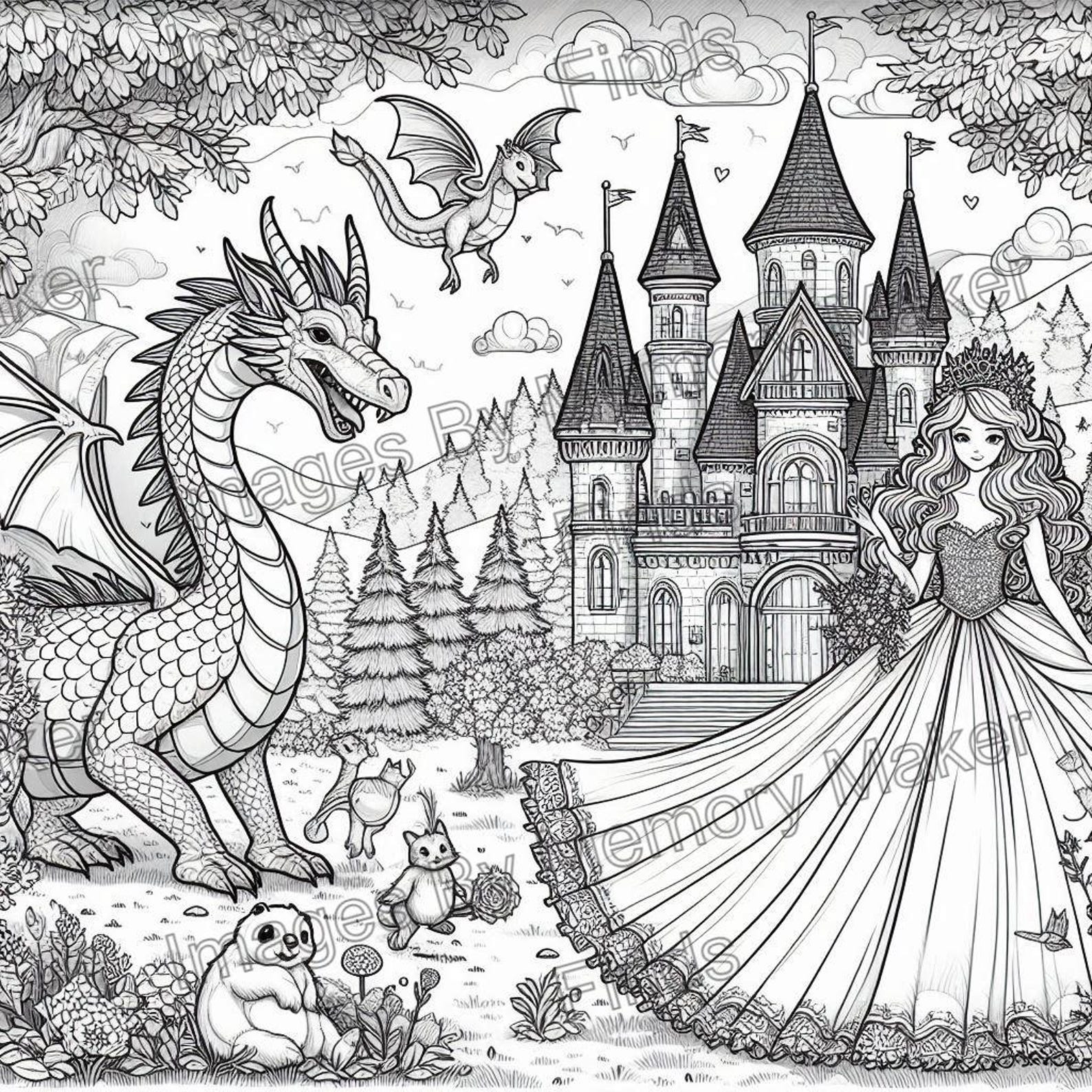 Fairy Tale Coloring Pages | Digital Download for Kids | Princess ...