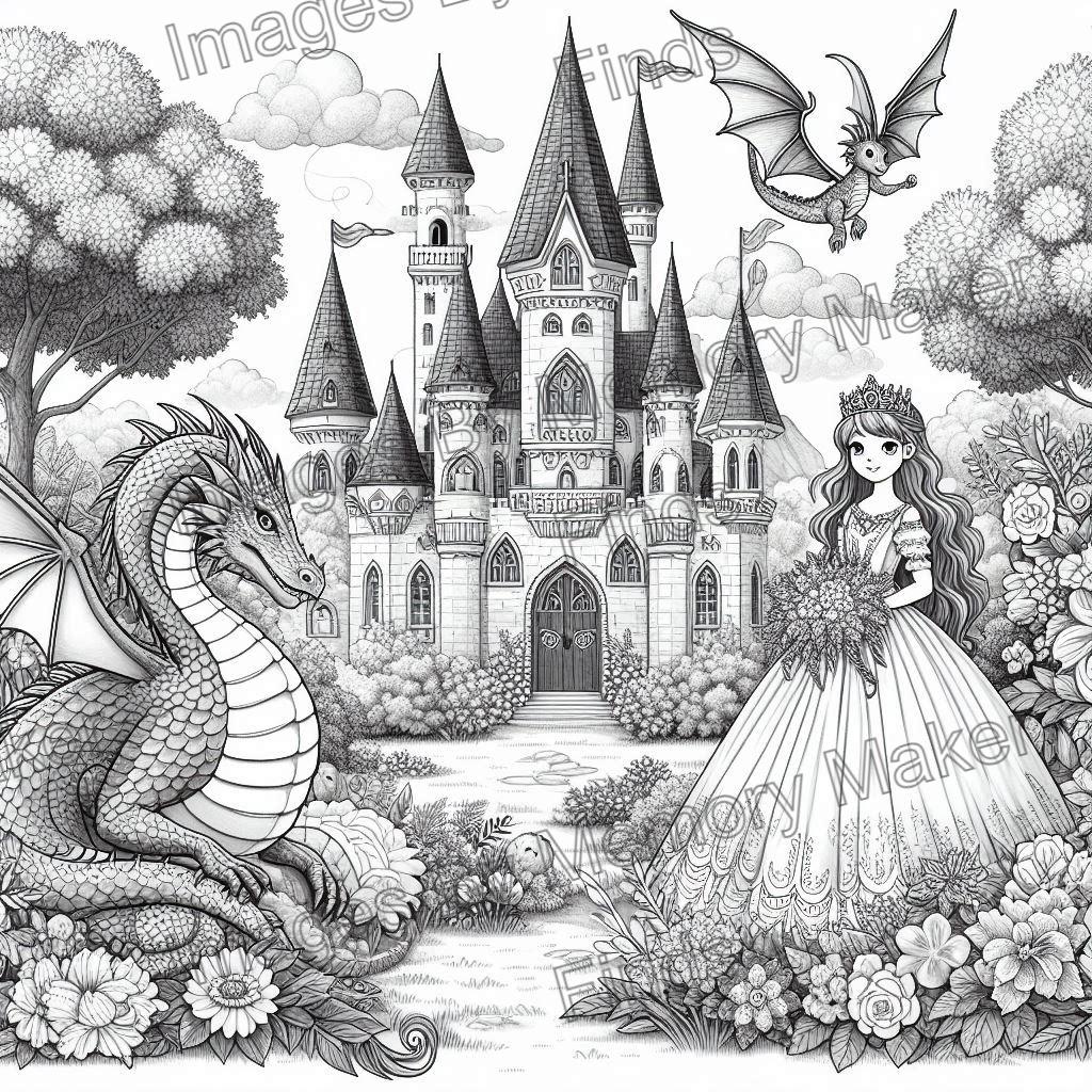 Fairy Tale Coloring Pages | Digital Download for Kids | Princess ...
