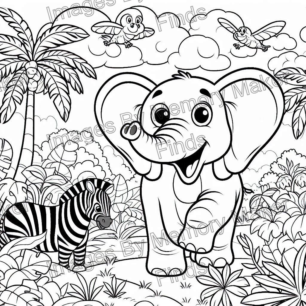 Wild Safari and Jungle Adventure Coloring Bundle – Digital Download for ...