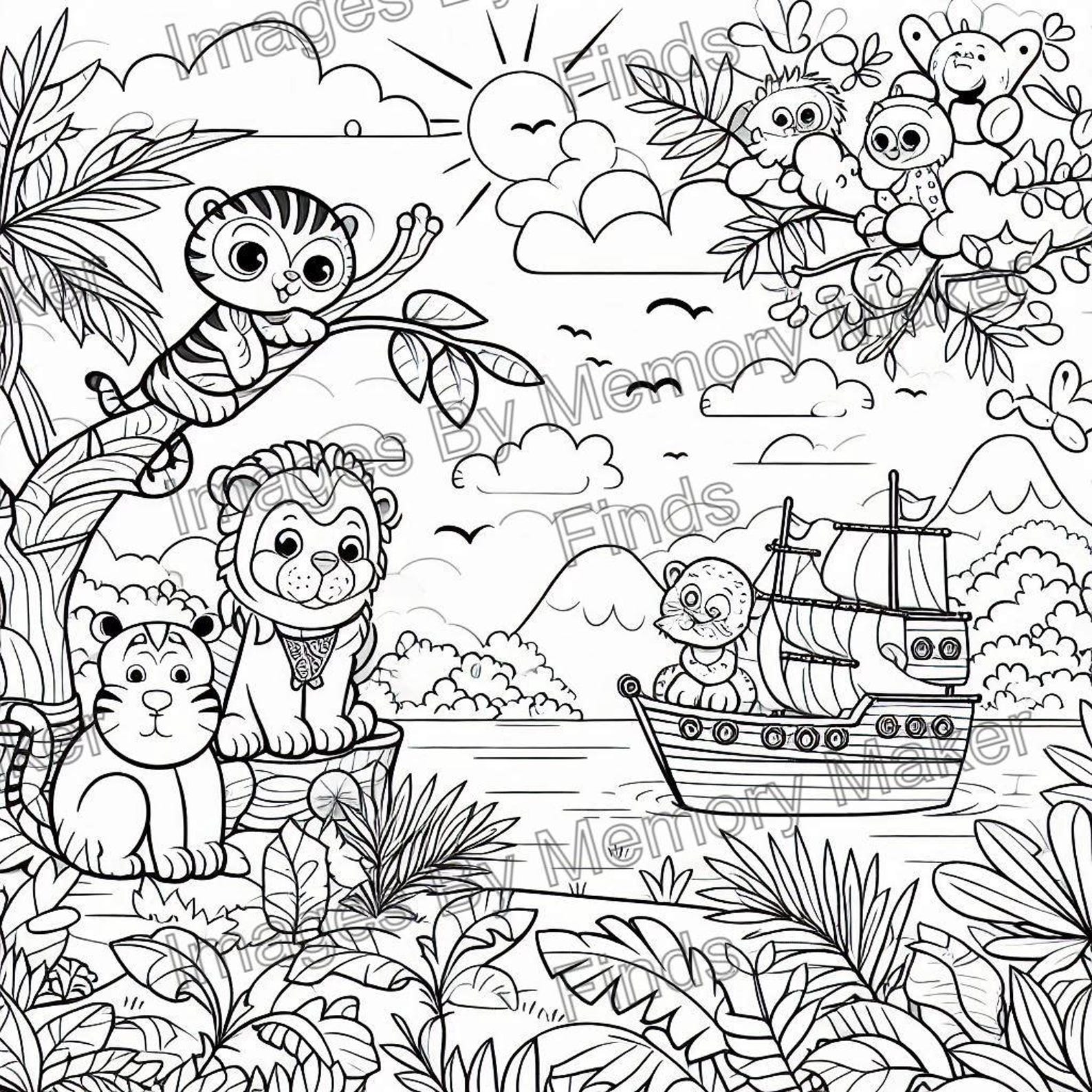 Wild Safari and Jungle Adventure Coloring Bundle – Digital Download for ...
