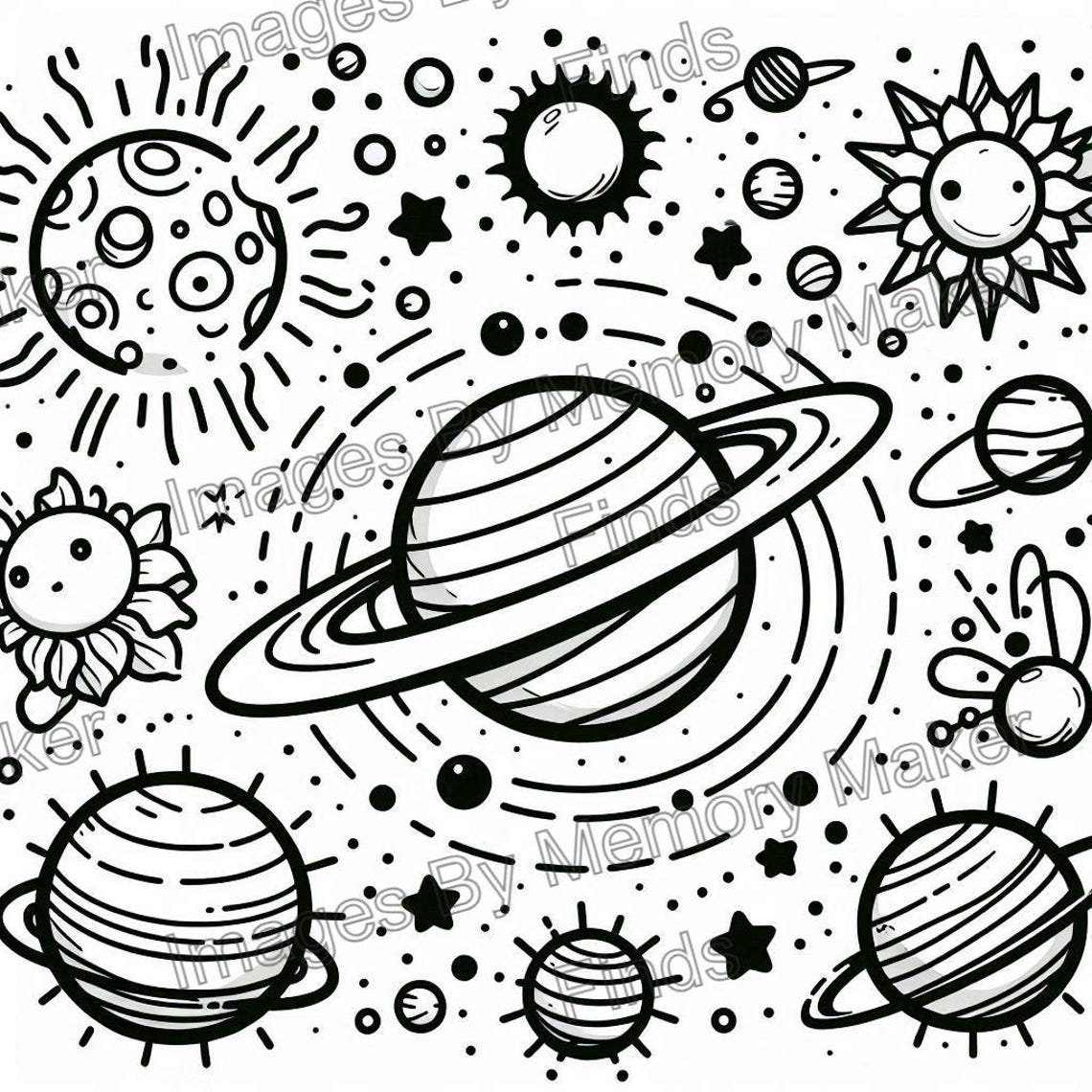 Outer Space Coloring Pages | Printable Kids Activity | Digital Download ...