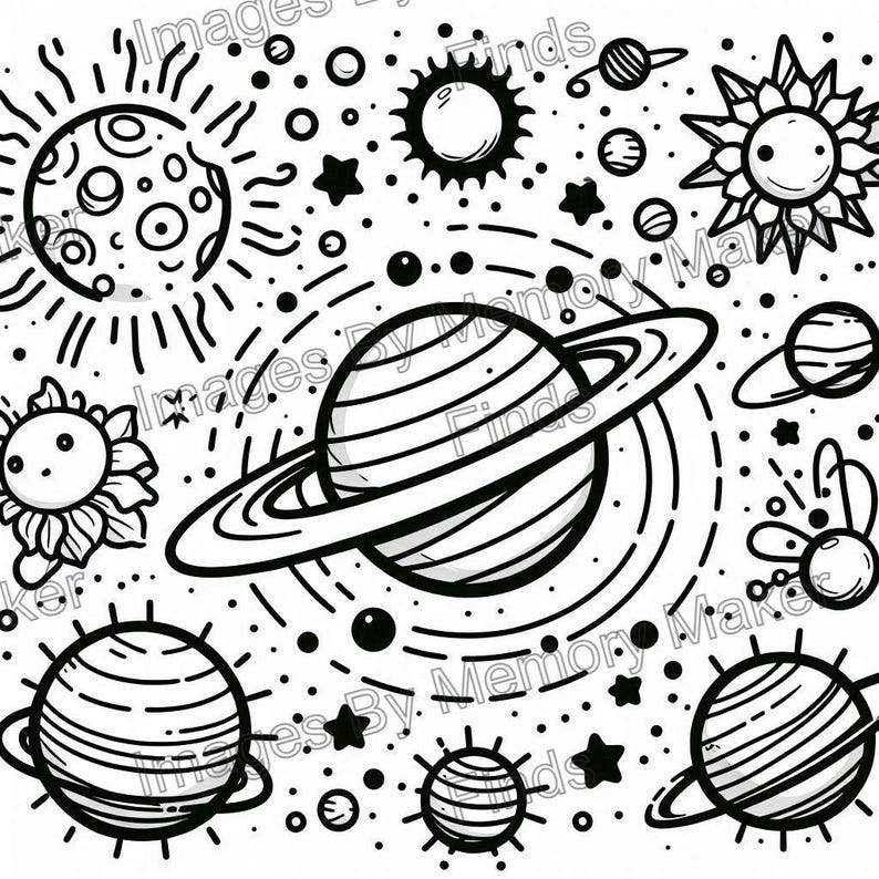 Outer Space Coloring Pages | Printable Kids Activity | Digital Download ...