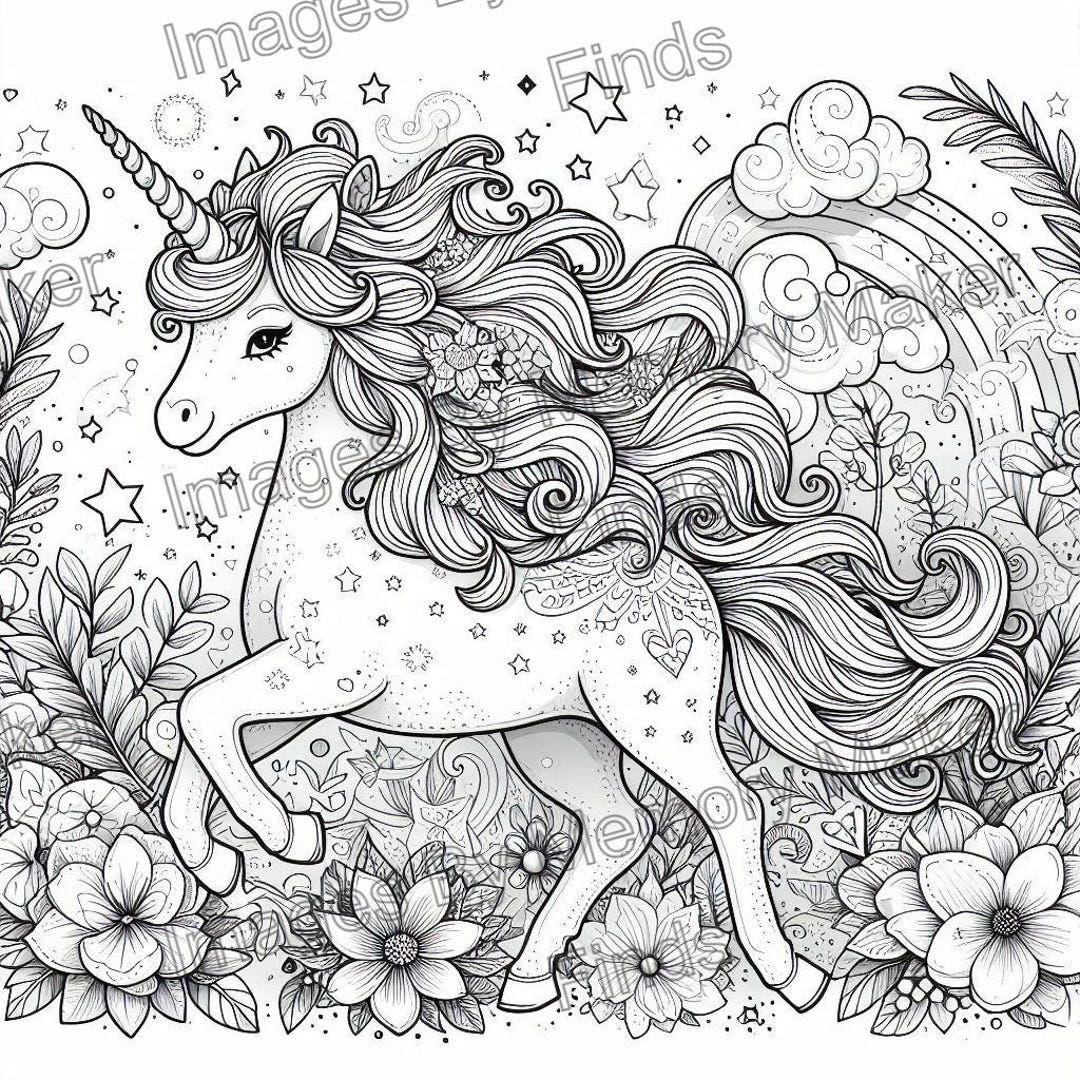 Unicorn-themed Coloring Bundle for Kids | Children's Coloring Book ...