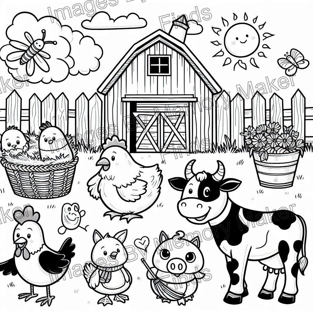 Farm Animals Coloring Pages | Kids Printable Activity (digital Download ...
