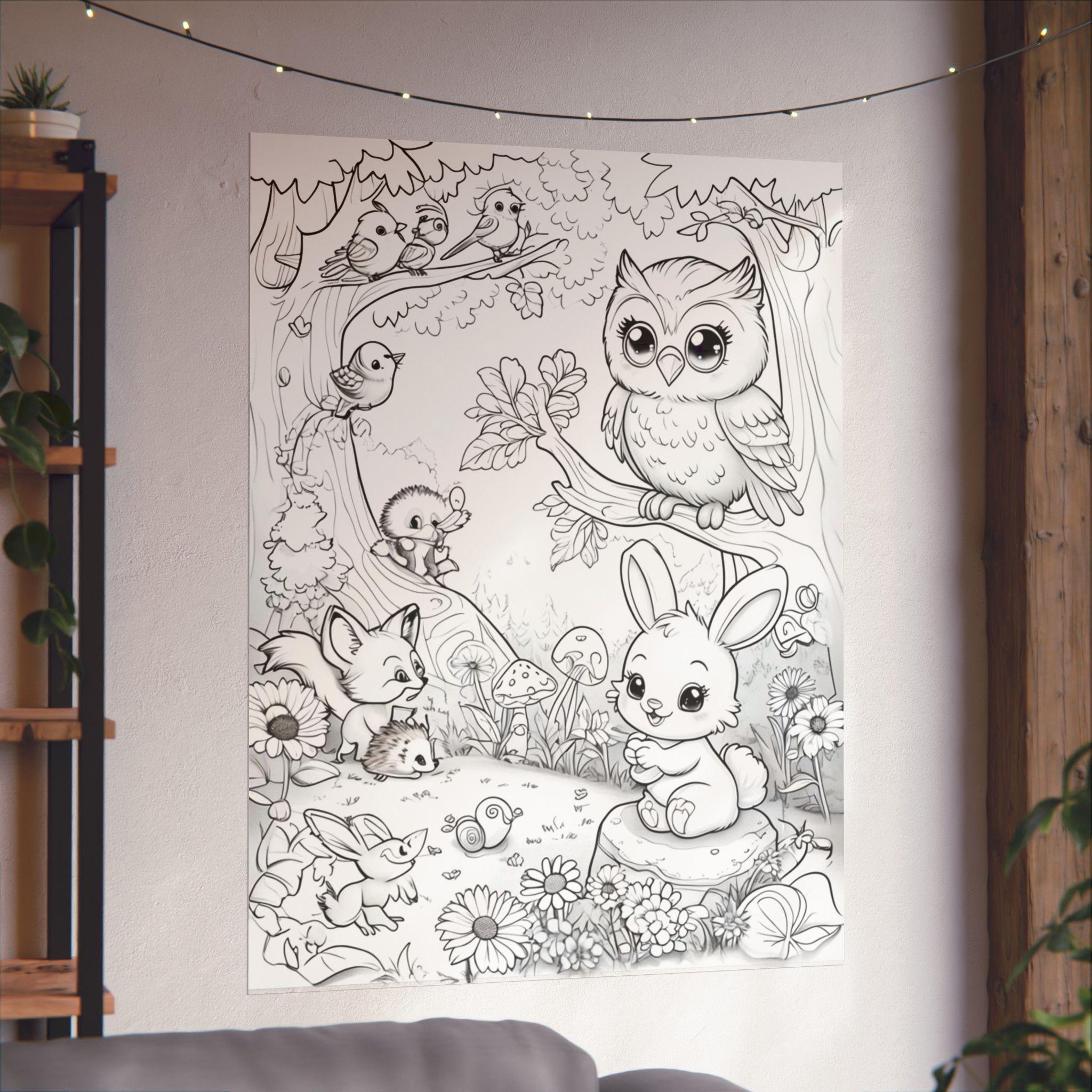 Coloring Poster | Woodland Creature Coloring Page | Children's ...
