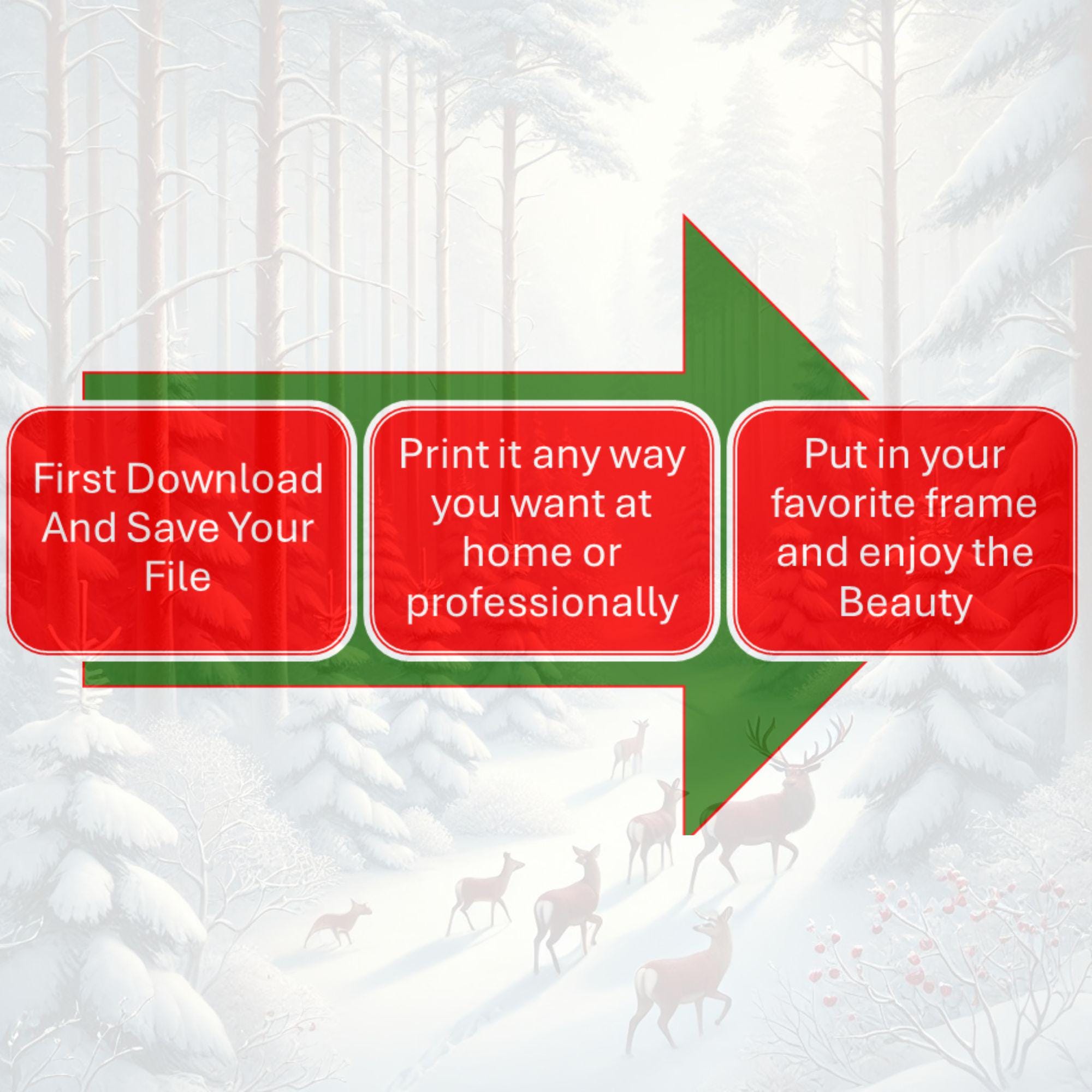 Christmas Winter Wonderland Art Printable | Holiday Wall Art | Reindeer ...