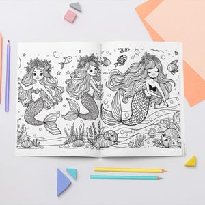 Mermaid Coloring Pages | Printable Ocean Fantasy Art | Digital Download ...