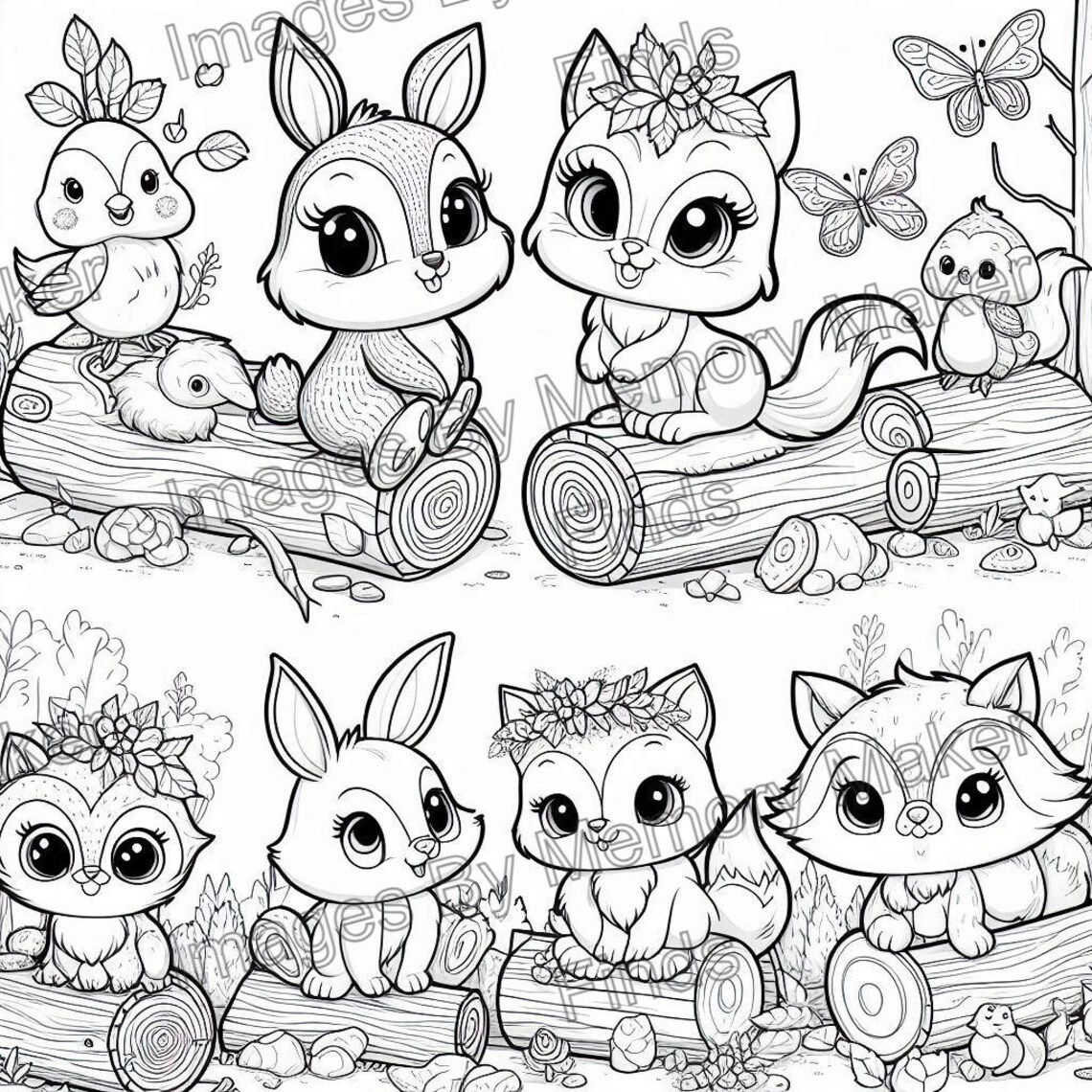 Woodland Animals Coloring Pages | Kids' Activity Bundle (digital ...