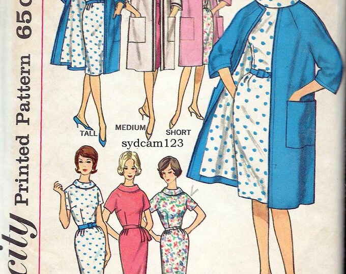 Vintage 1958 Rolled Collar Sheath and Collarless Coat W Patch Pockets ...