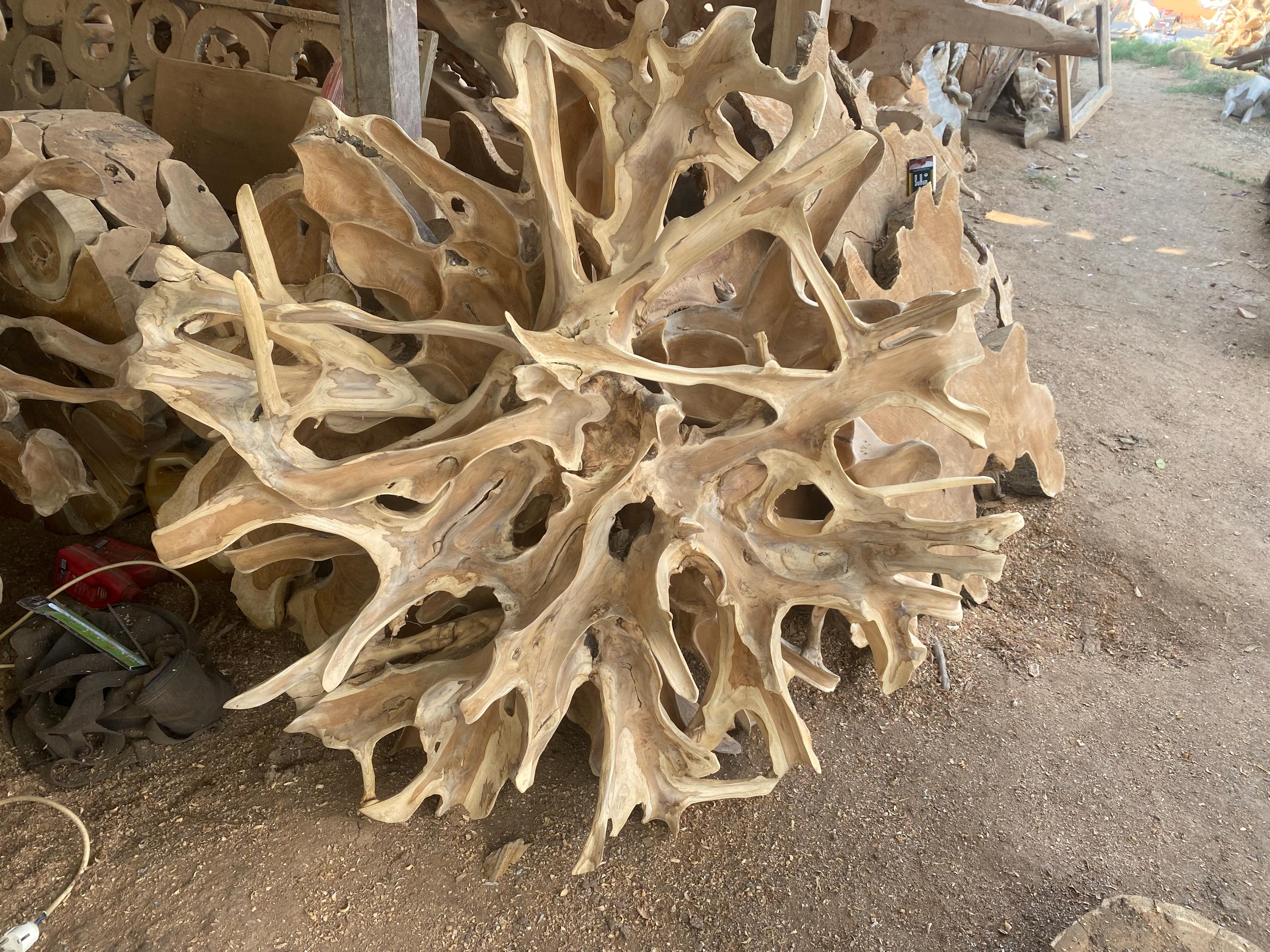 Round Teak Root Carved Wall Decor - Home Decor - Root Wall Panel Screen ...