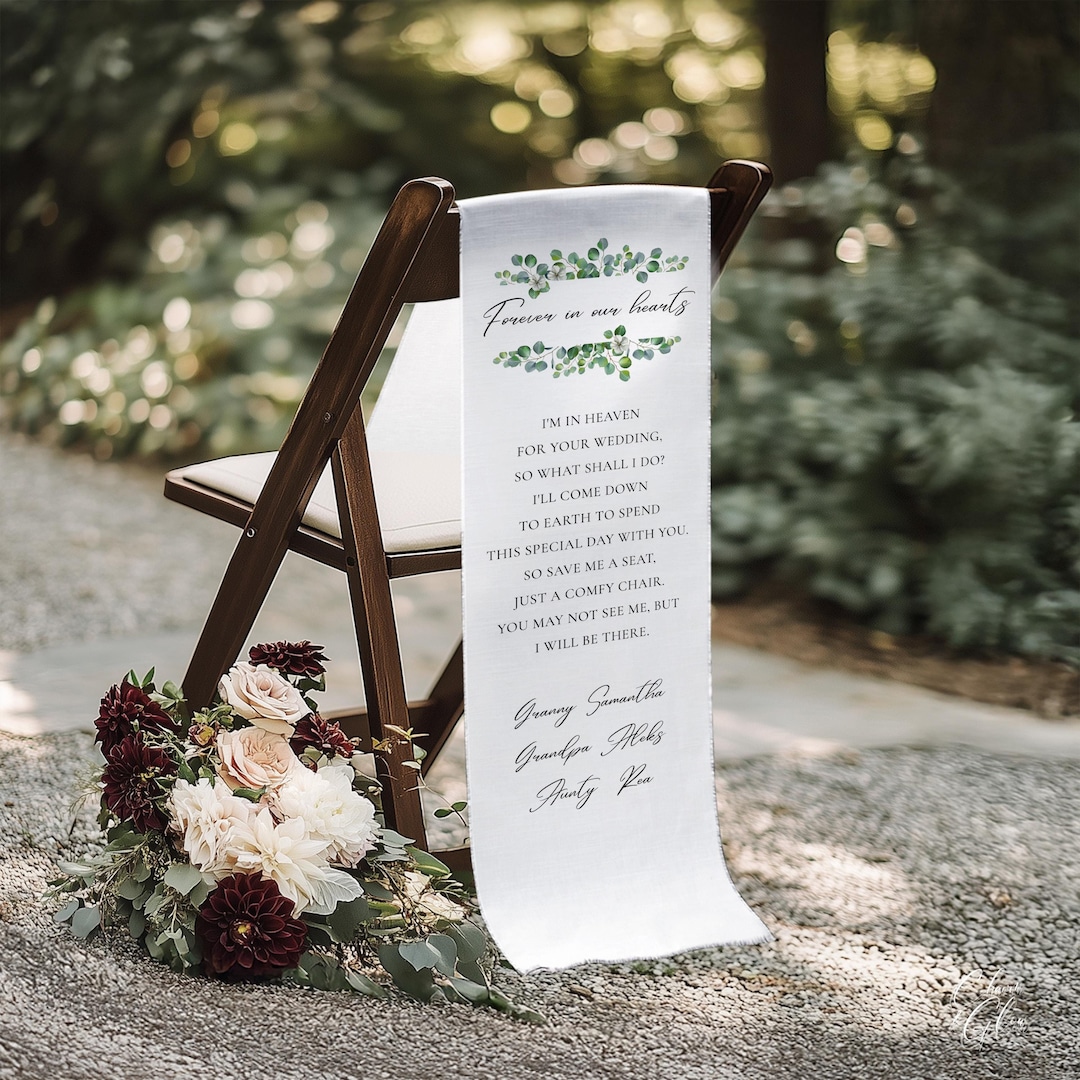 Wedding Memorial Chair Signage, Custom Wedding Memorial Family Sign ...