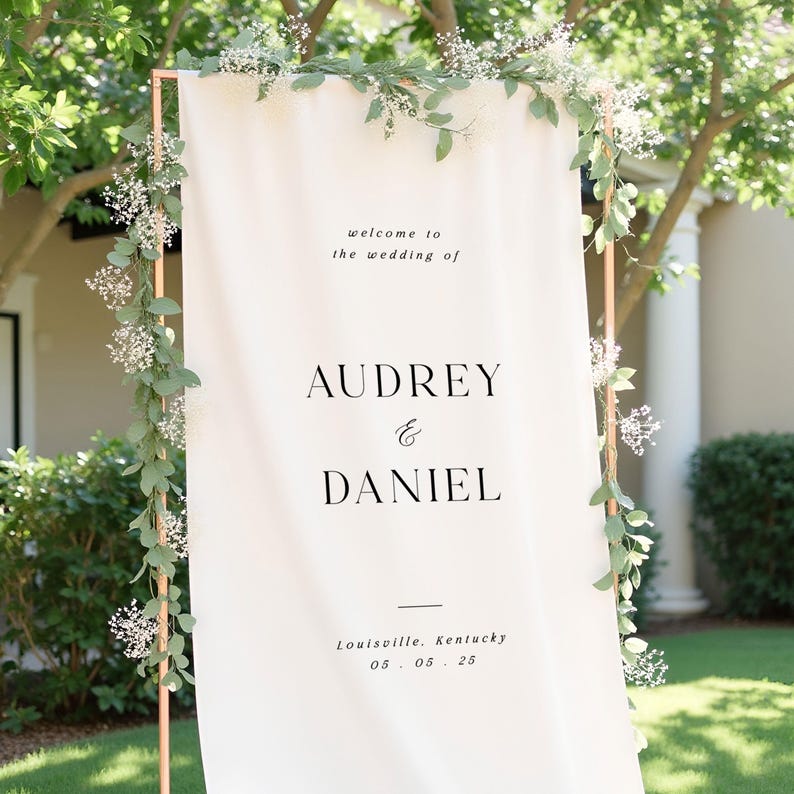 Personalised Wedding Welcome Sign | Custom Ceremony Banner | Elegant ...