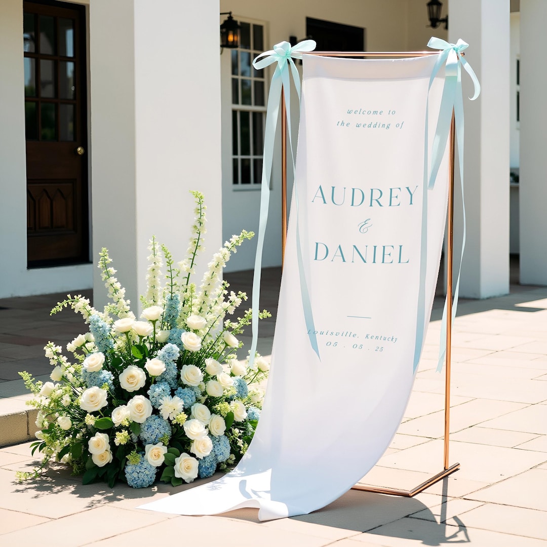 Personalised Wedding Welcome Sign | Custom Ceremony Banner | Elegant ...