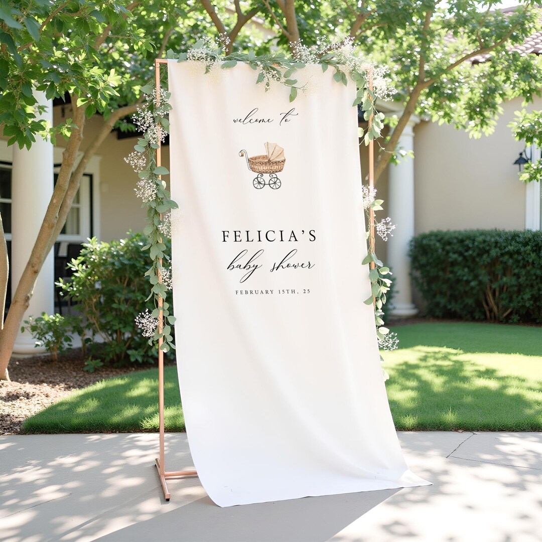 Boho Fabric Baby Shower Sign | Custom Baby Shower Banner | Neutral Boho ...