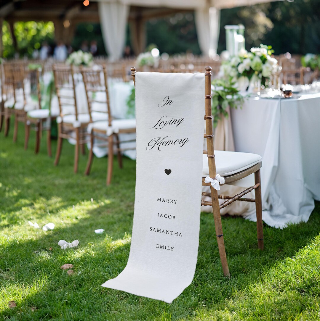Family Remembrance Sign, Wedding Chair Fabric Sign, Wedding Memorial ...