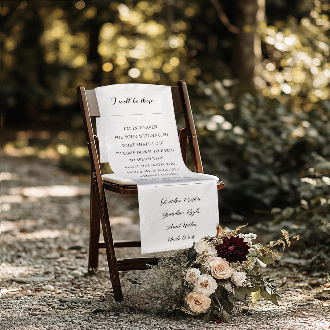 Custom Memorial Chair Sign, Memorial Wedding Sign, Wedding Memory Sign ...