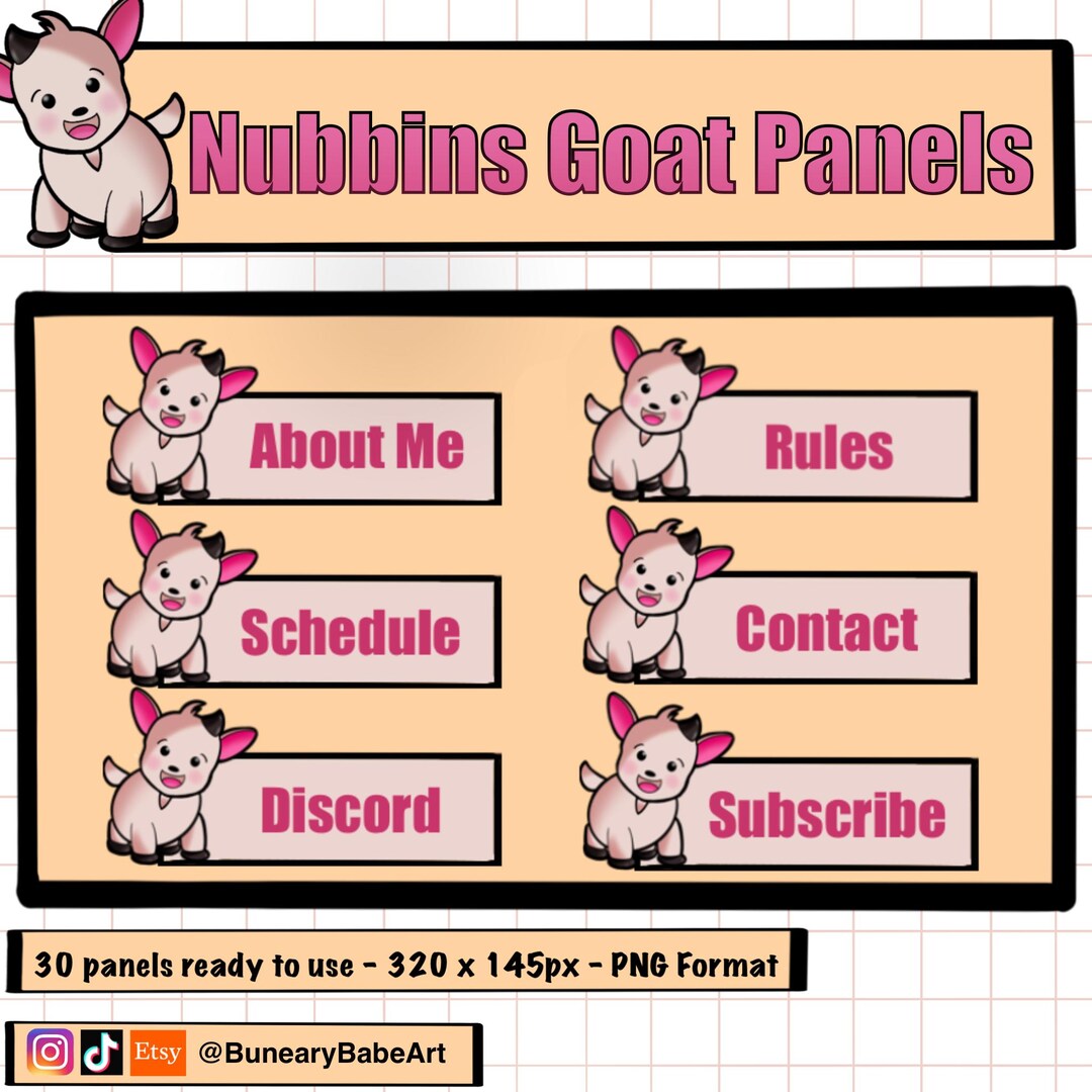 Kawaii Cute One Horned Goat, Nubbins Goat Panels, 30 Pack, Twitch, PNG ...