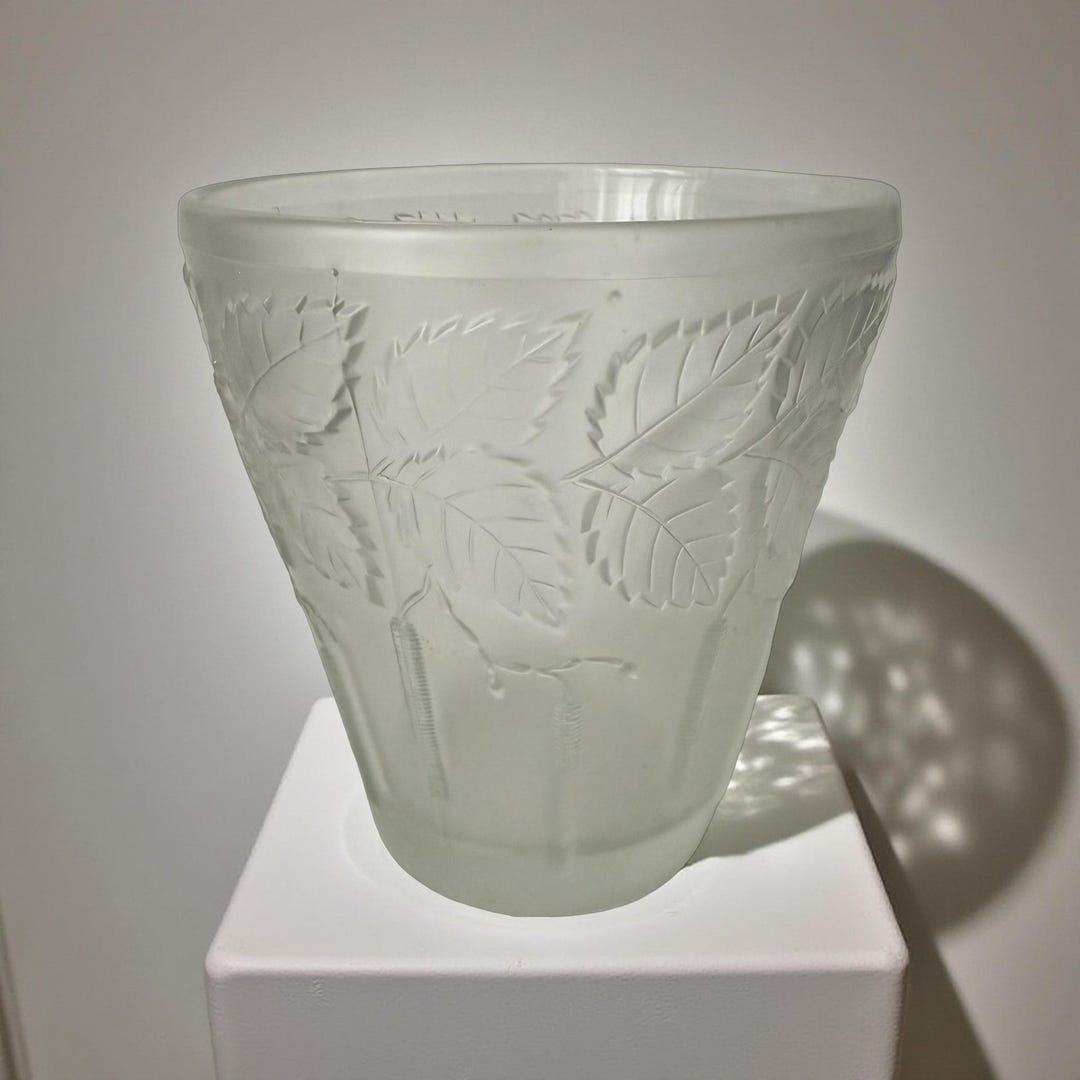 Josef Inwald Barolac - Frosted Glass 'birch Leaves' Mid Century Vase ...