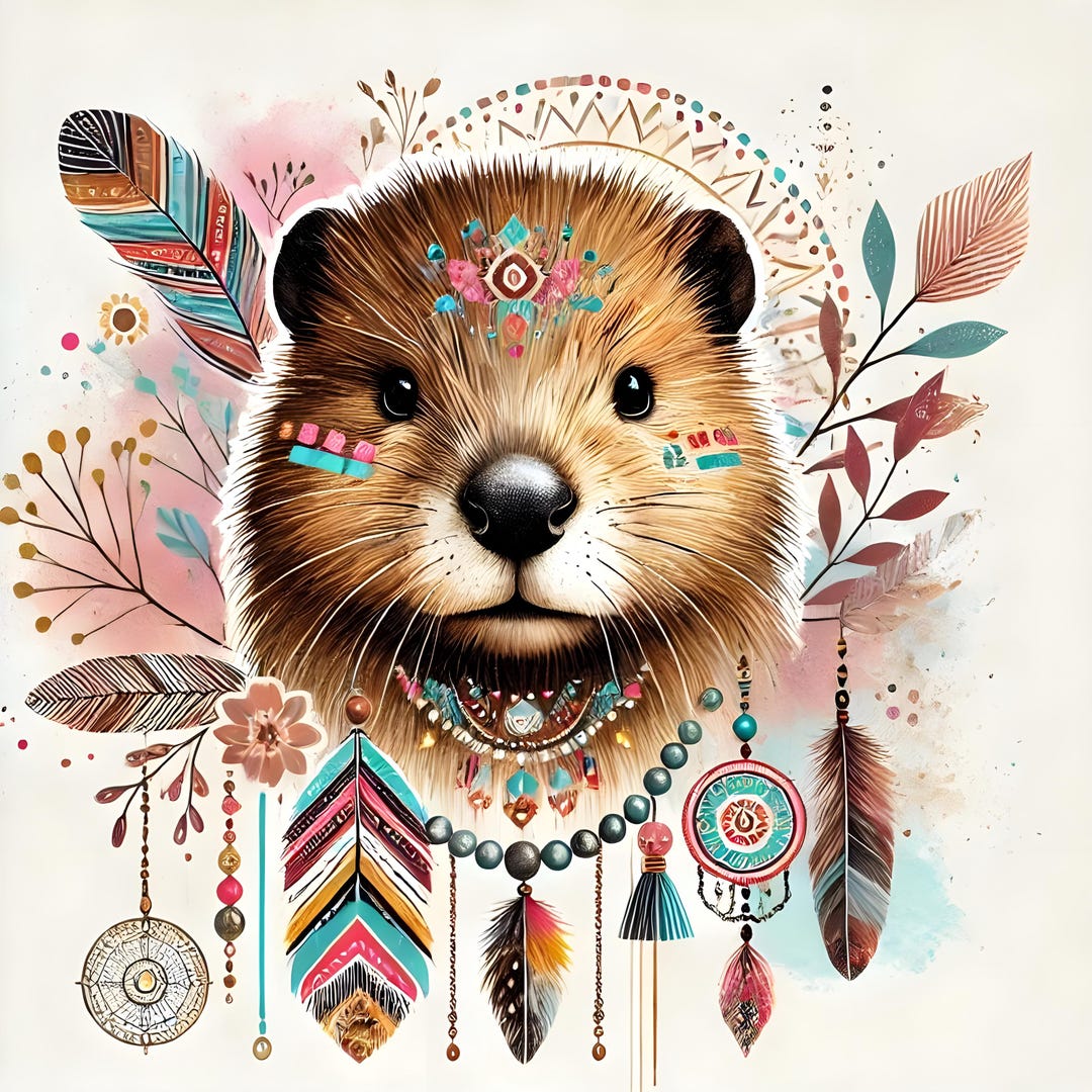 5 Forest Animals in Color - Beaver, Skunk, Otter, Hedgehog and Badger ...