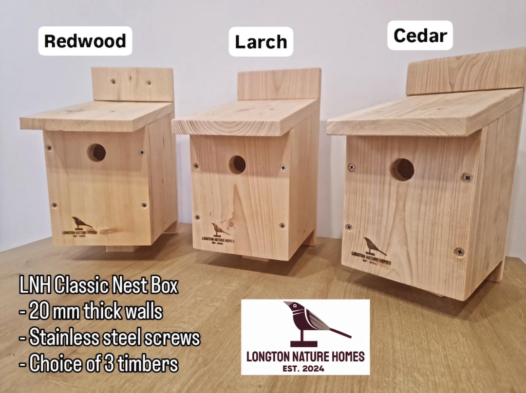 Wooden Bird Nest Box CLASSIC Design. Redwood, Larch, Cedar - Etsy