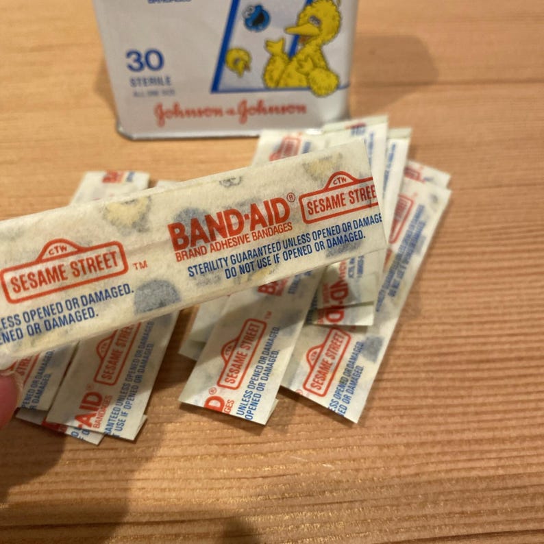 1990 Sesame Street Metal Band Aid Box, Johnson + Johnson Tin and 13 ...
