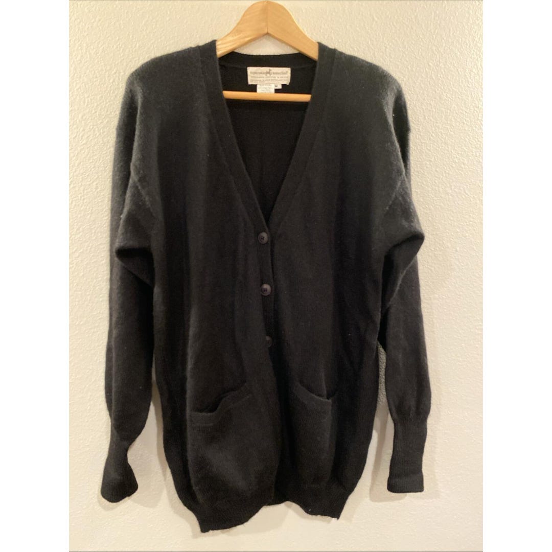 Peruvian Connection Sweater 100% Alpaca Cardigan Black Women's Size M ...
