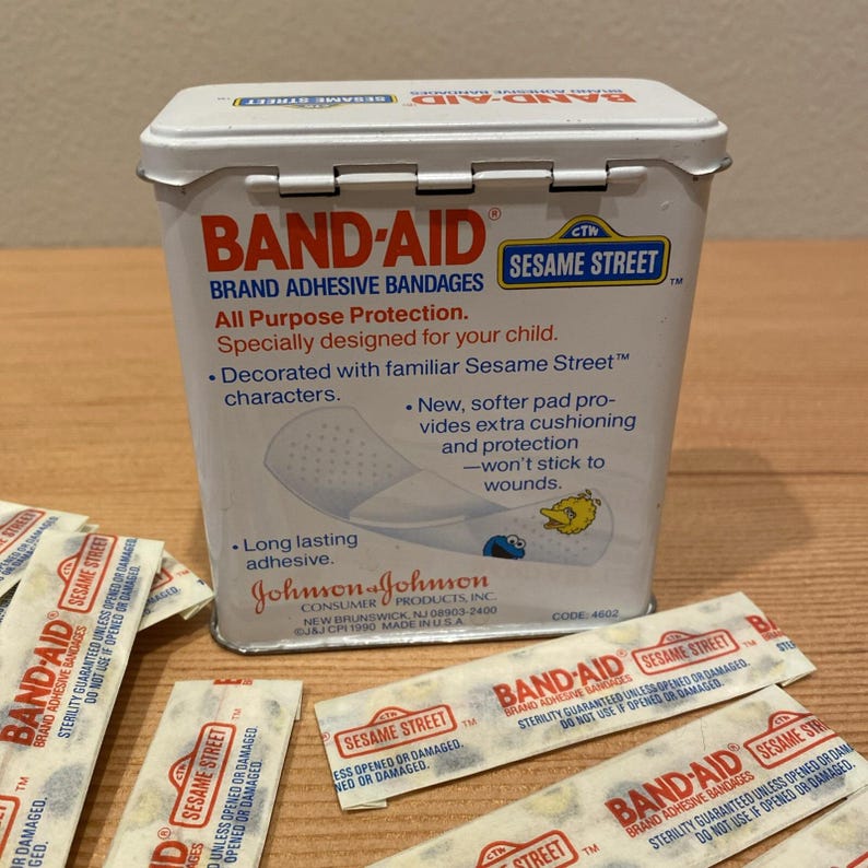 1990 Sesame Street Metal Band Aid Box, Johnson + Johnson Tin and 13 ...