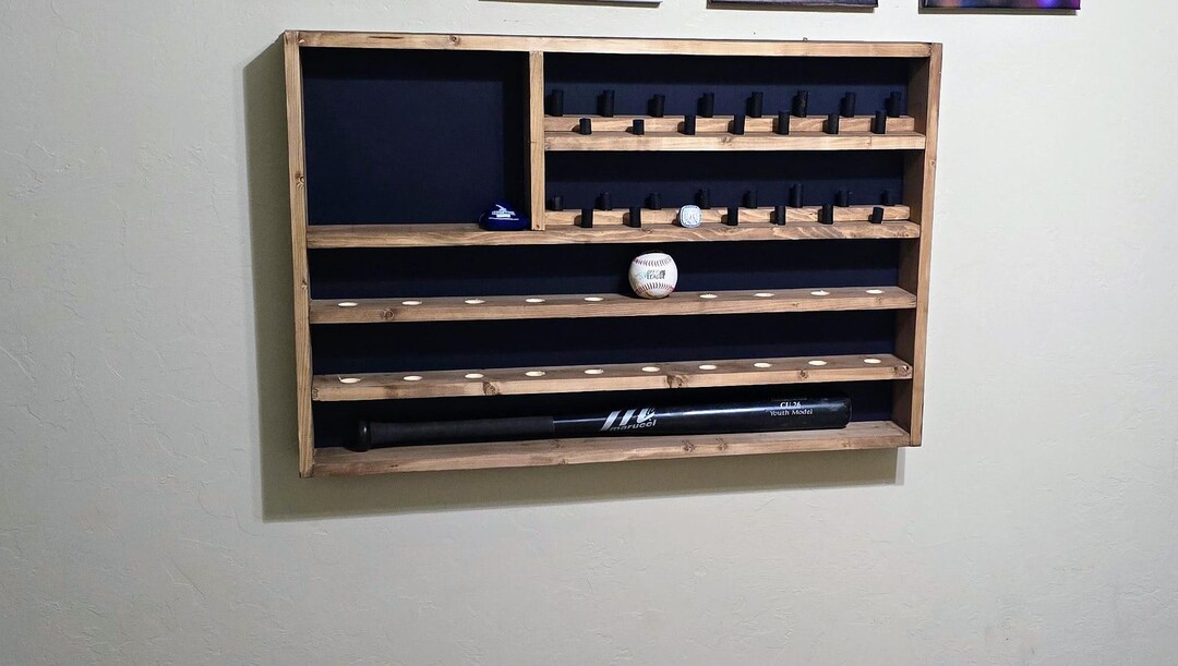 Rustic Wall-mounted Baseball Display Case: Handmade Wooden Storage for ...