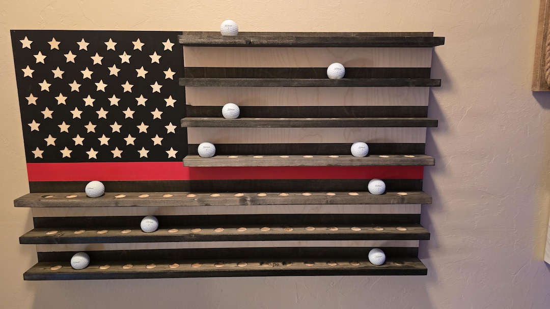 Rustic American Flag Golf Ball Display Rack - Handmade Wall Decor for ...