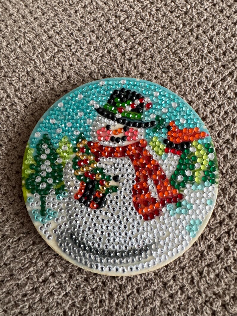 Set of 6 Snowman Completed Diamond Painting Art Coasters Full Set ...