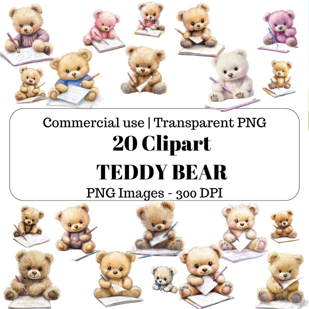 Writer Teddy Bear, Png Clipart, Digital Scrapbooking, Digital Clipart ...
