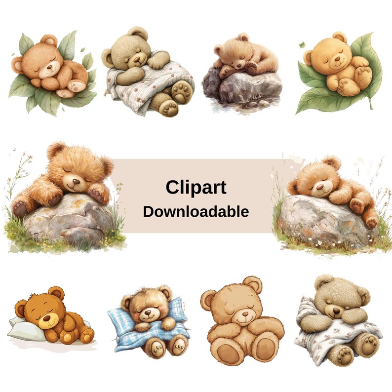 Sleepy Teddy Bear, Png Clipart, Digital Scrapbooking, Digital Clipart ...