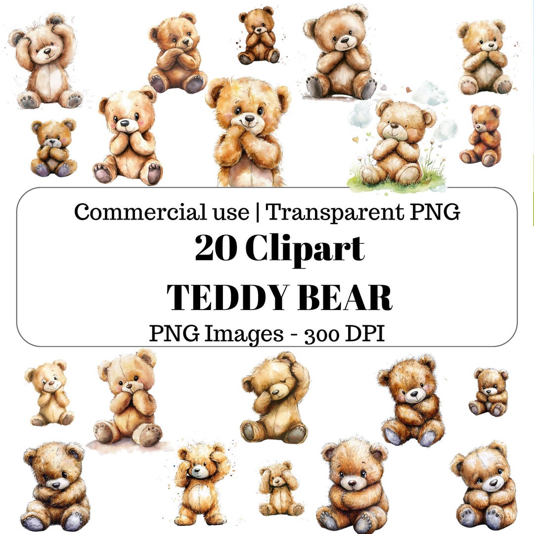 Thoughtful Teddy Bear, Png Clipart, Digital Scrapbooking, Digital ...