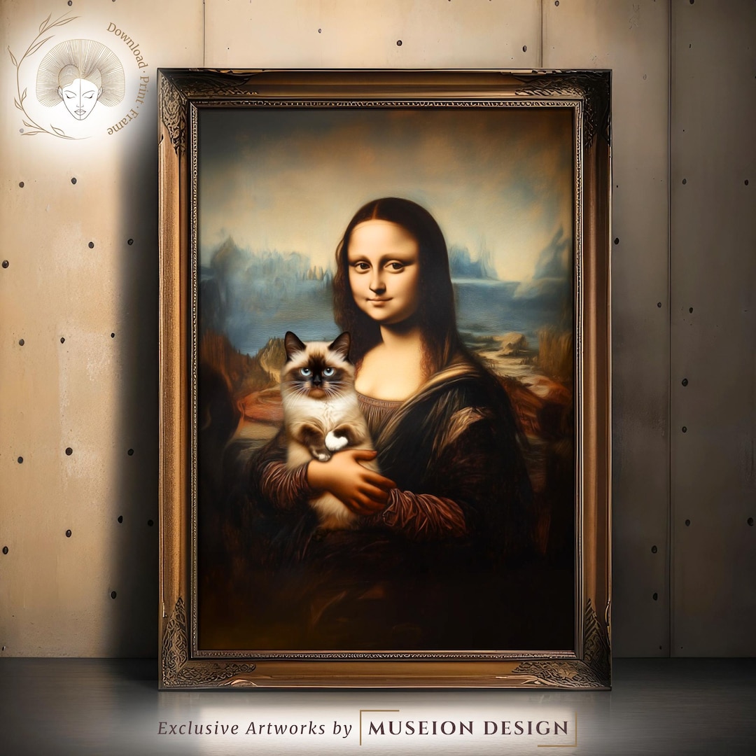 Mona Lisa & Grumpy Cat Parody Art Print (digital Download) - Etsy