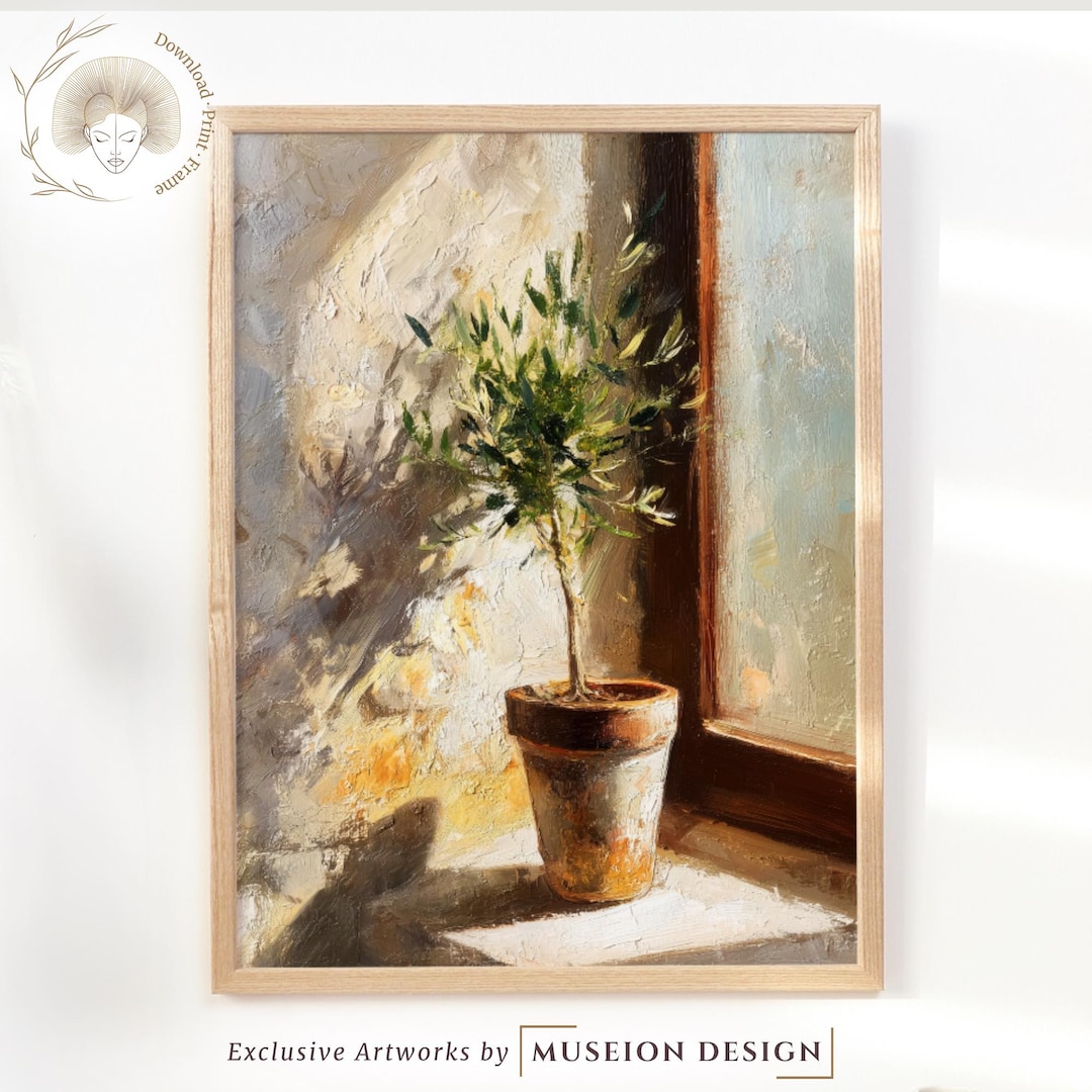Rustic Olive Tree Oil Painting: Mediterranean Botanical Art (digital ...