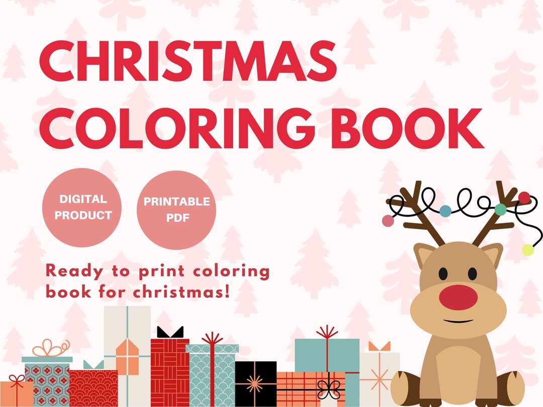 Christmas Coloring Book, Printable Coloring Book for Christmas, Ready ...