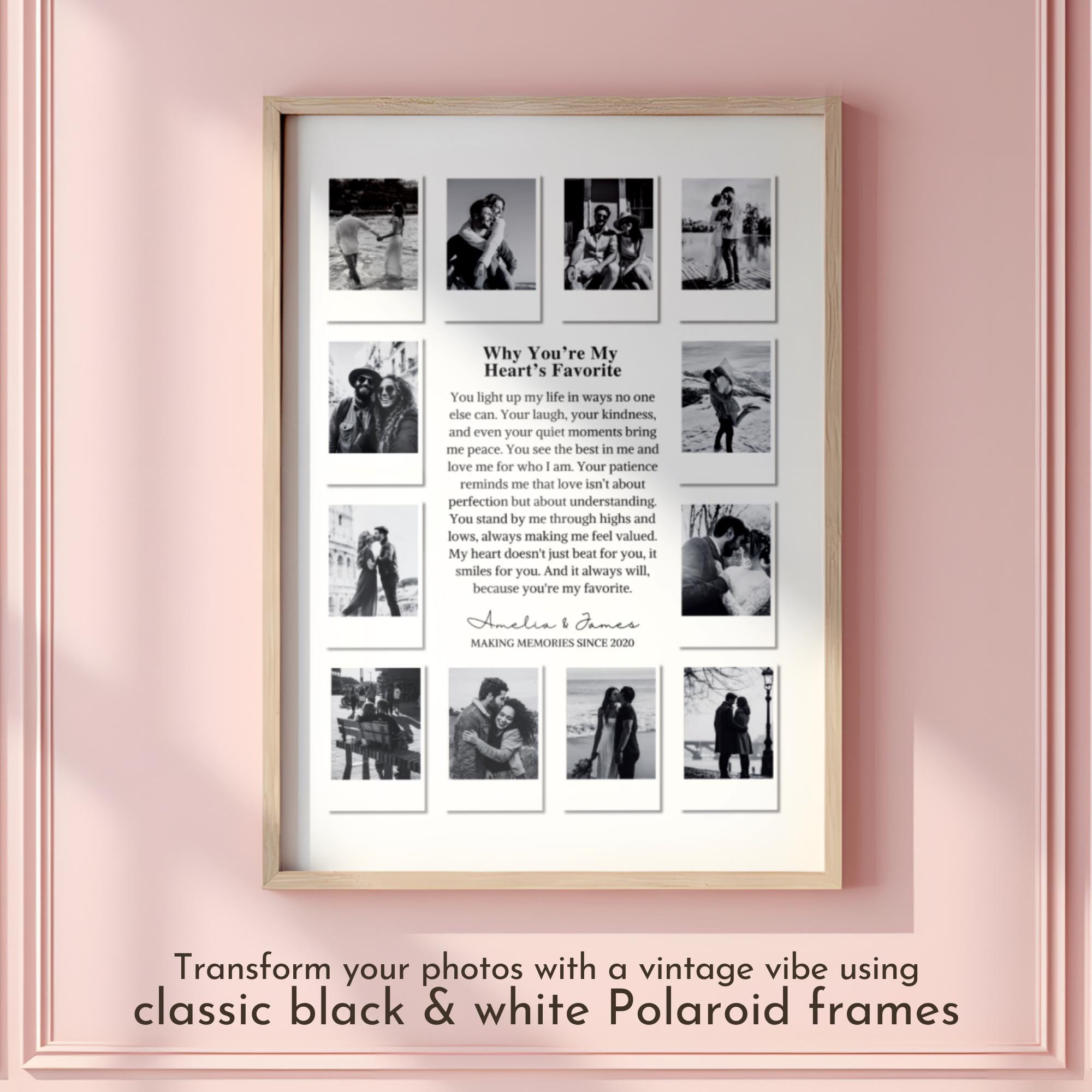 Custom Polaroid Photo Frame Template | 1 Year Anniversary Gift for Her ...