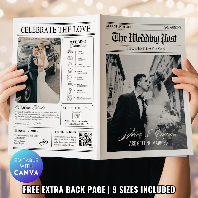 Wedding Newspaper Template With Photo: DIY Itinerary Program (digital ...