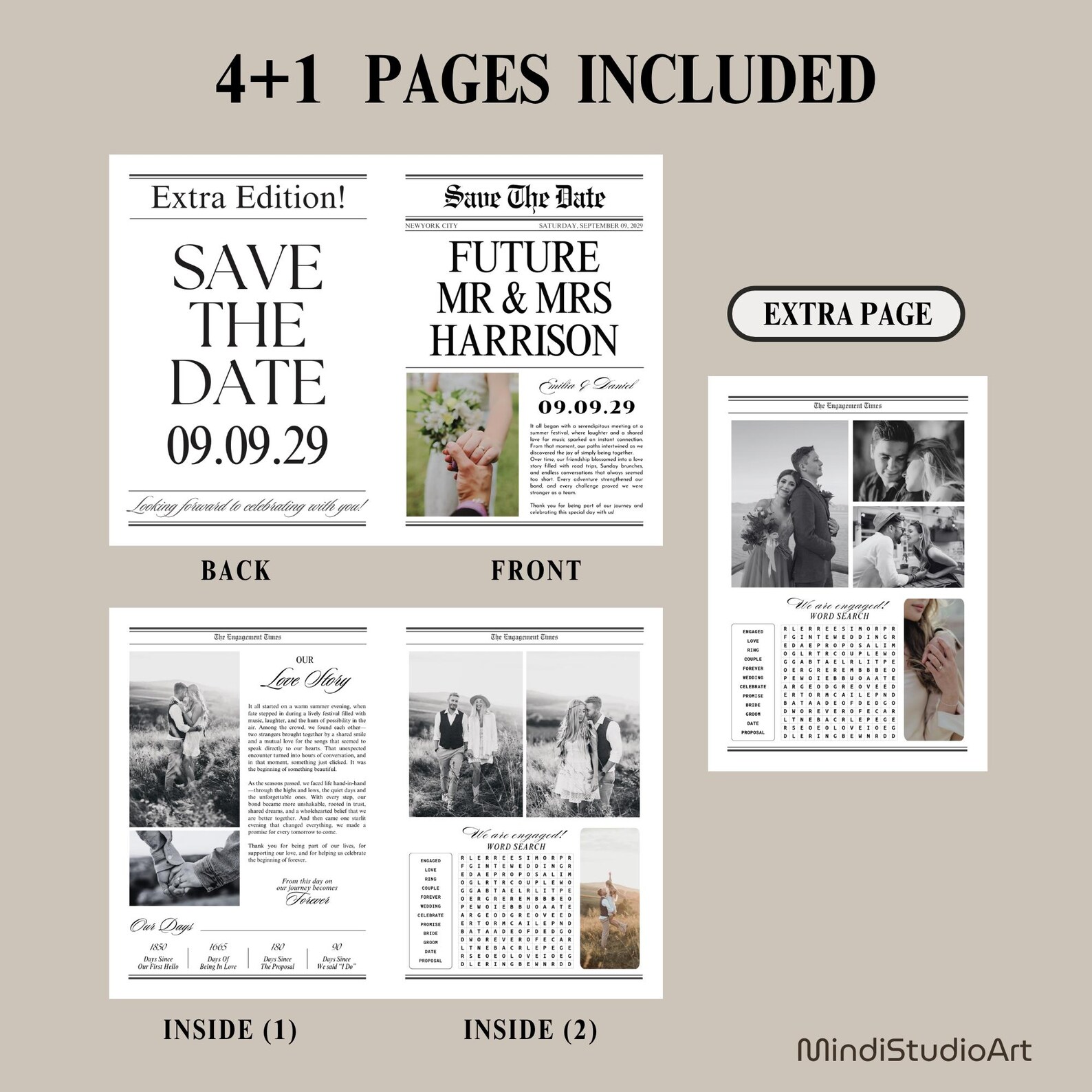 Engagement Announcement Newspaper Template: Printable Save the Date ...